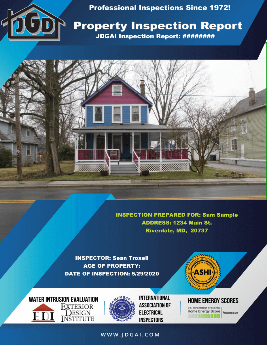 Home Inspection Sample Report MD, DC, VA | JD Grewell & Associates